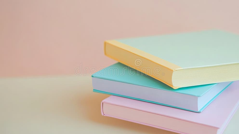 A Stack of Pastel-colored Notebooks on a Light Beige Desk. Picture ...