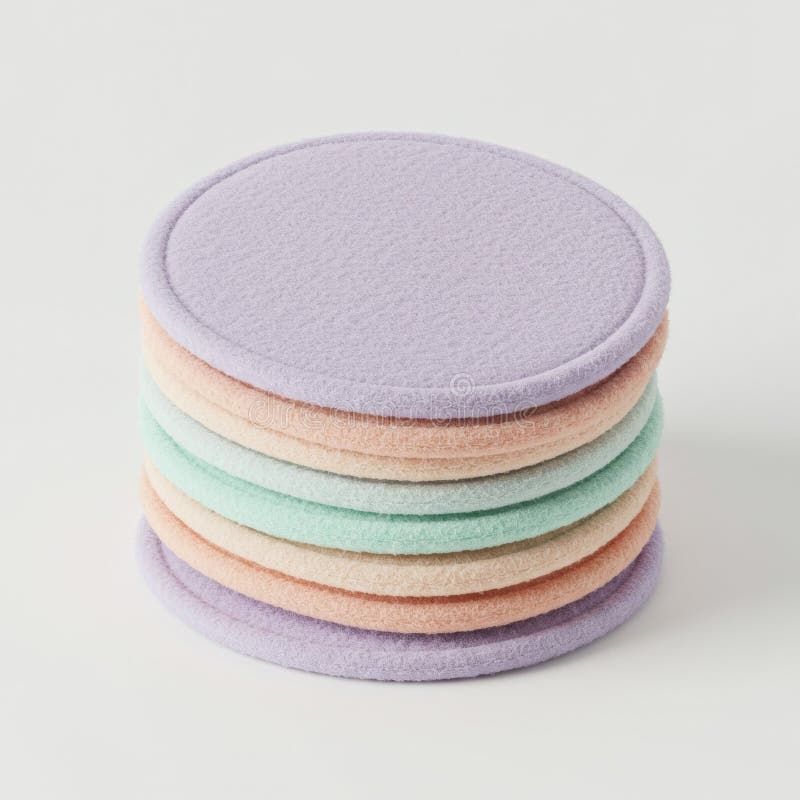Stack of Pastel Colored Round Fabric Cleaning Pads Stock Illustration ...