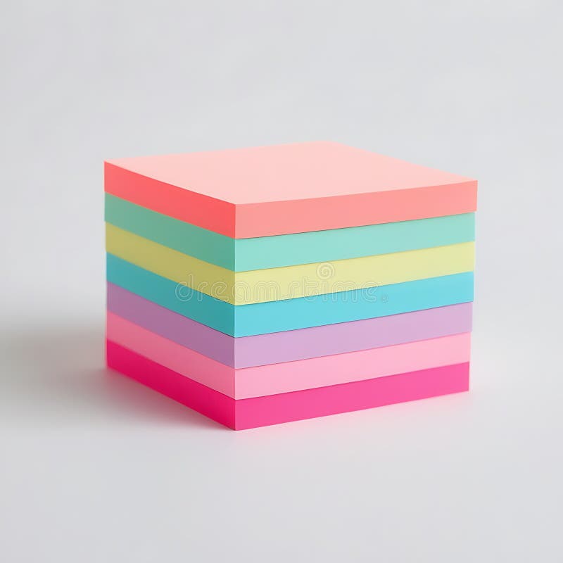 Stack of Pastel Colored Sticky Notes on White Background Stock Photo ...