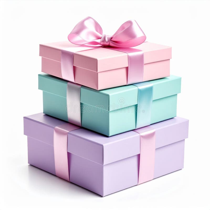 Stack of Pastel Gift Boxes with Pink Ribbons Stock Illustration ...