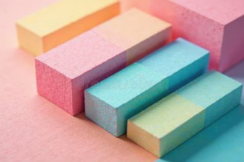 Stack of Pastel Hued Rectangular Blocks, Close Up , Gentle, Muted Stock ...