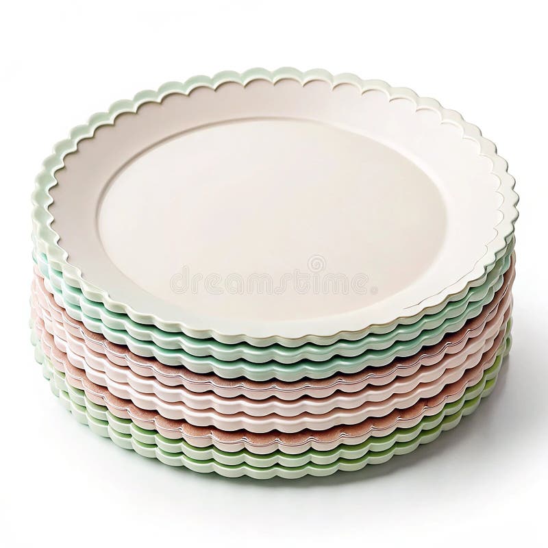 Stack of Pastel Scalloped Paper Plates Stock Illustration ...