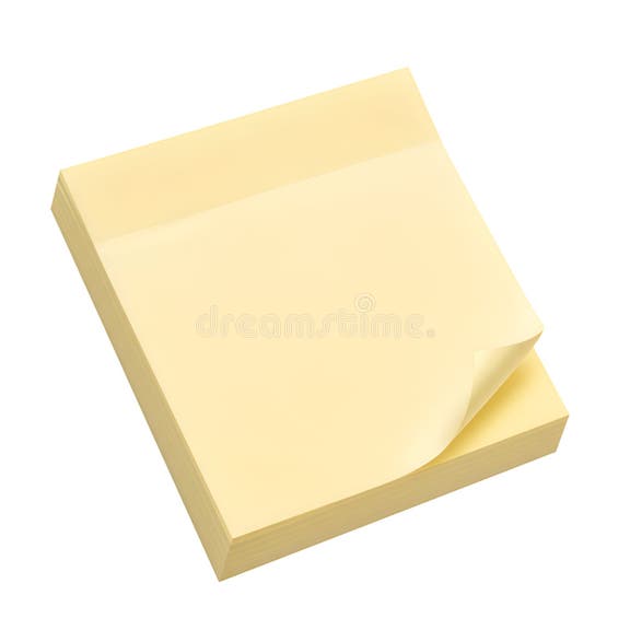 A Stack of Yellow Sticky Notes with One Note Peeling Off Isolated on a ...