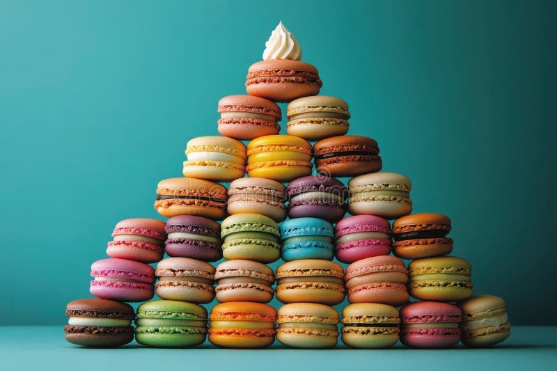 A Stack of Pastries with Different Colors and Flavors Stock ...