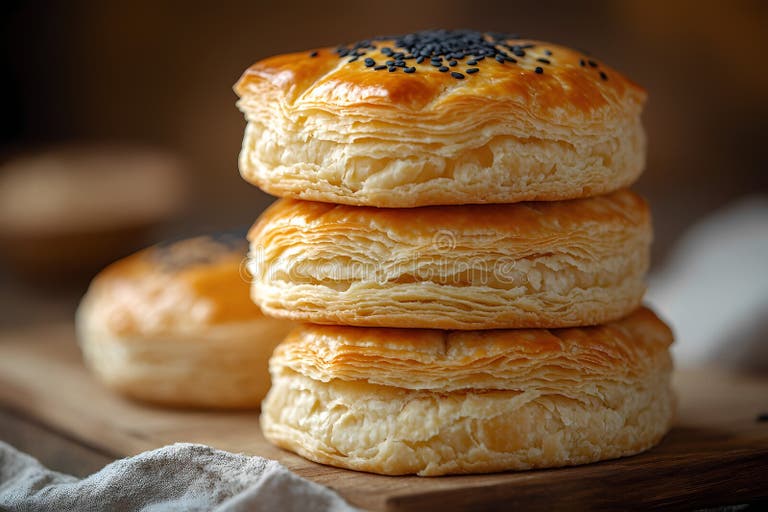 A Stack of Pastries on a Table Stock Illustration - Illustration of ...