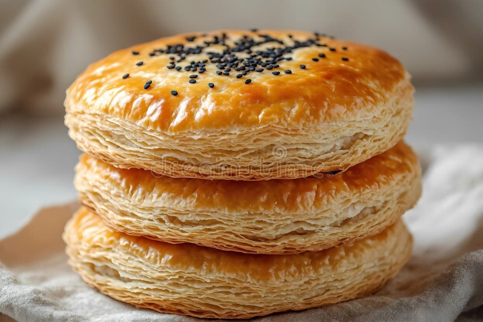 A Stack of Pastries on a Table Stock Illustration - Illustration of ...