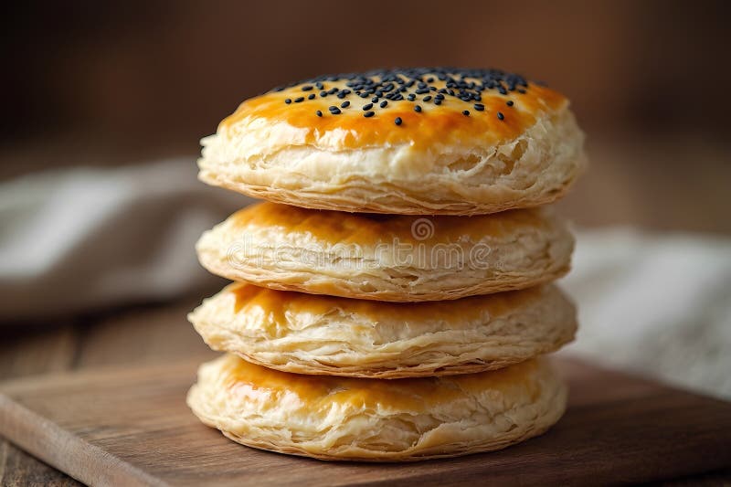 A Stack of Pastries on a Table Stock Illustration - Illustration of ...