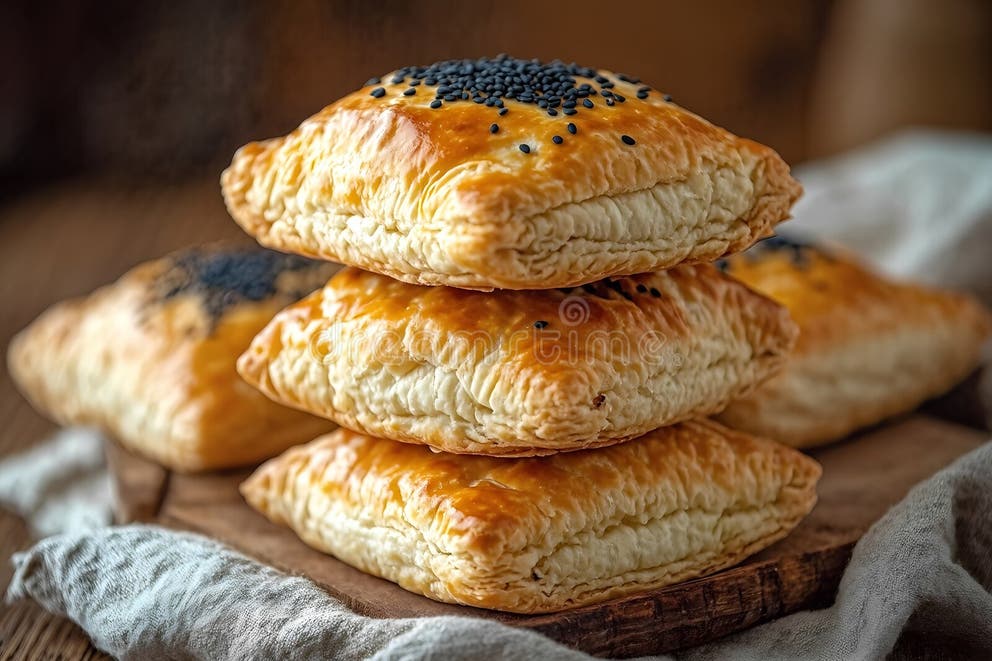 A Stack of Pastries on a Table Stock Illustration - Illustration of ...