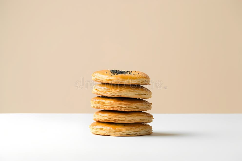 A Stack of Pastries on a Table Stock Illustration - Illustration of ...