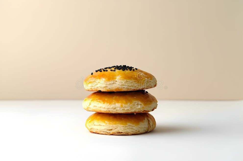 A Stack of Pastries on a Table Stock Illustration - Illustration of ...