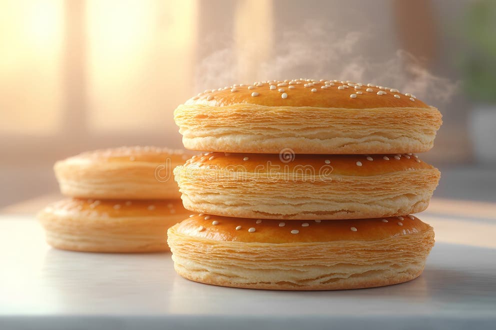 A Stack of Pastries on a Table Stock Illustration - Illustration of ...