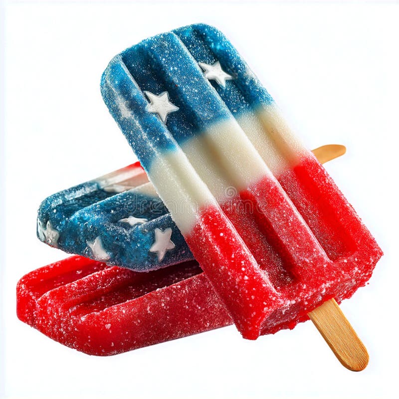 Stack of Patriotic Popsicles with Stars on a Plain White Surface ...