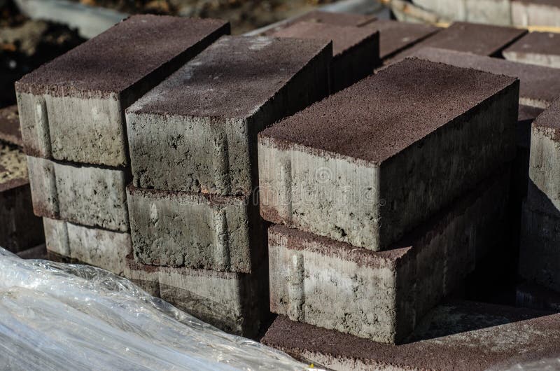 Construction of the New Pavement of Paving Slabs Stock Image - Image of ...