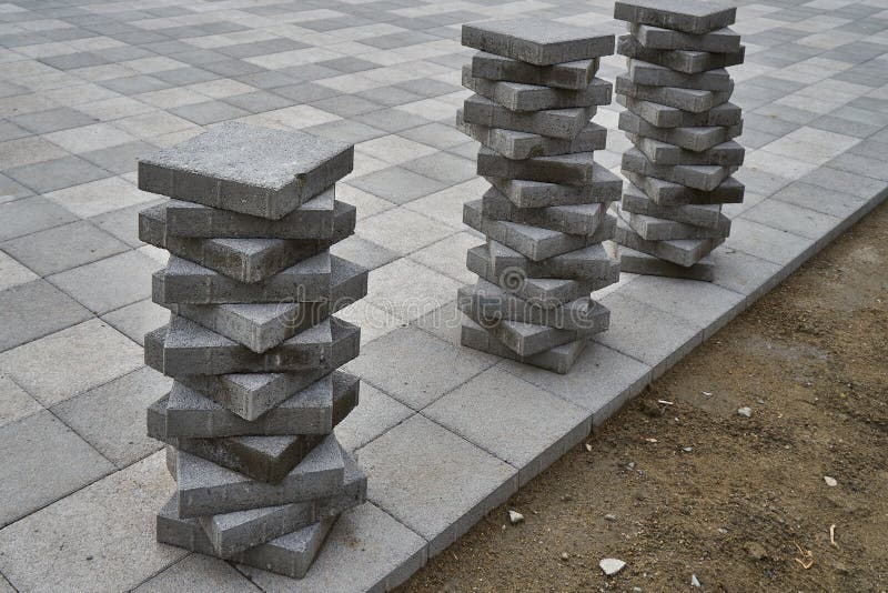 Stack of paving slabs. stock image. Image of causeway - 189614621