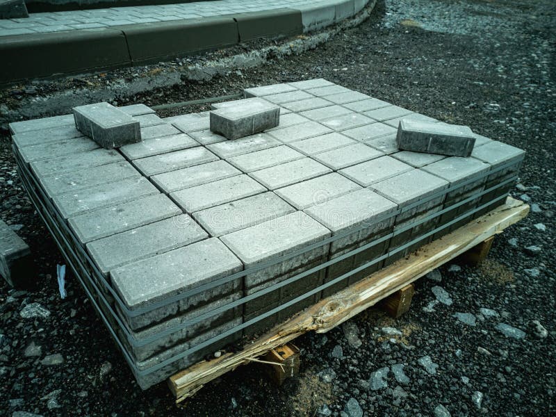 A Stack of Paving Slabs for Sidewalk Construction Stock Image - Image ...
