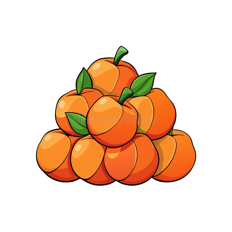 Stack of Peaches Cartoon Illustration Isolated on White Stock Photo ...