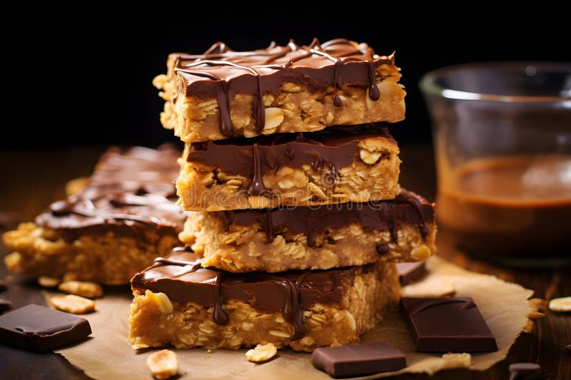 Peanut Butter Chocolate Crunch Bars. AI Generated Stock Illustration ...