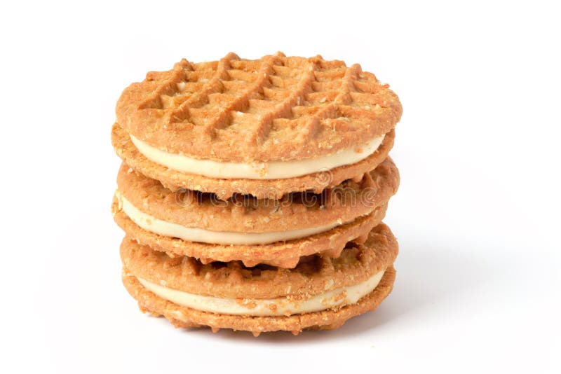 Stack of Peanut Butter Cream Cookies Isolated on White Stock Photo ...