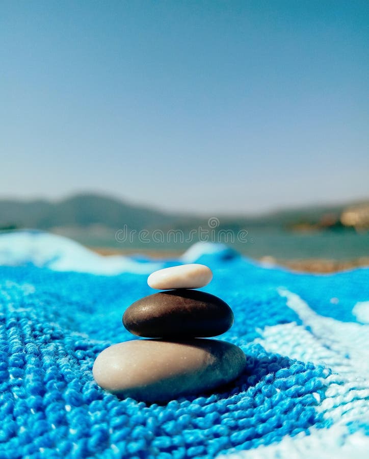 Stack of Pebble Stones on the Beach Stock Photo - Image of pebble ...