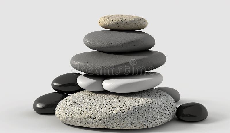 Stack of Pebble Stones on White Background, Generative Ai Stock ...