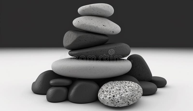 Stack of Pebble Stones on White Background, Generative Ai Stock ...