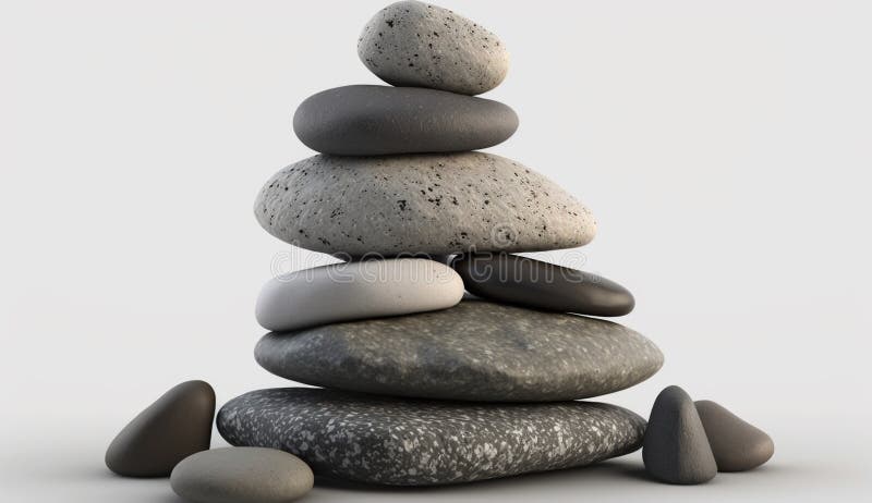 Stack of Pebble Stones on White Background, Generative Ai Stock ...
