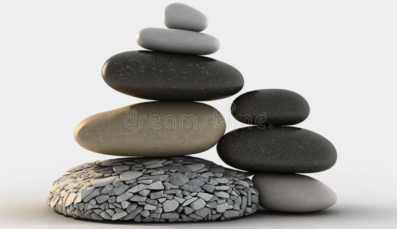 Stack of Pebble Stones, Sandy Ocean Beach, Sunset Sky. Rock Balancing ...