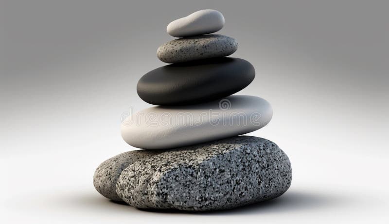 Stack of Pebble Stones on White Background, Generative Ai Stock ...