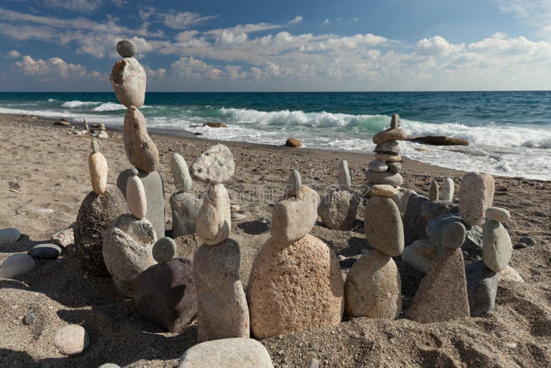 Stack of Pebbles Balancing on a Beach Stock Photo - Image of calm ...