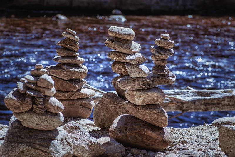 Stack Of River Rocks, Cairn Stock Photo - Image of pile, cairn: 13361762