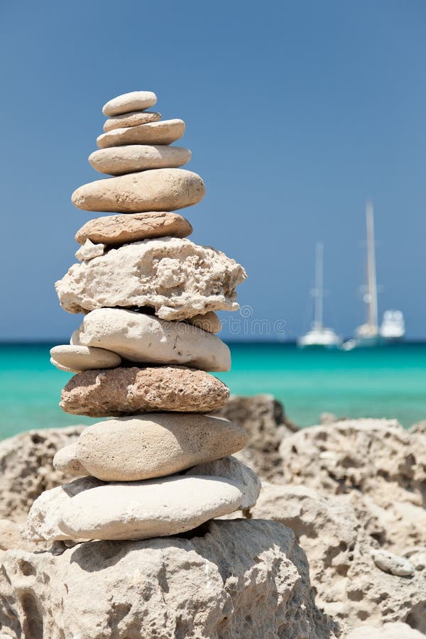 Stack Of Pebbles On The Beach. Stock Image - Image of coastline, heap ...