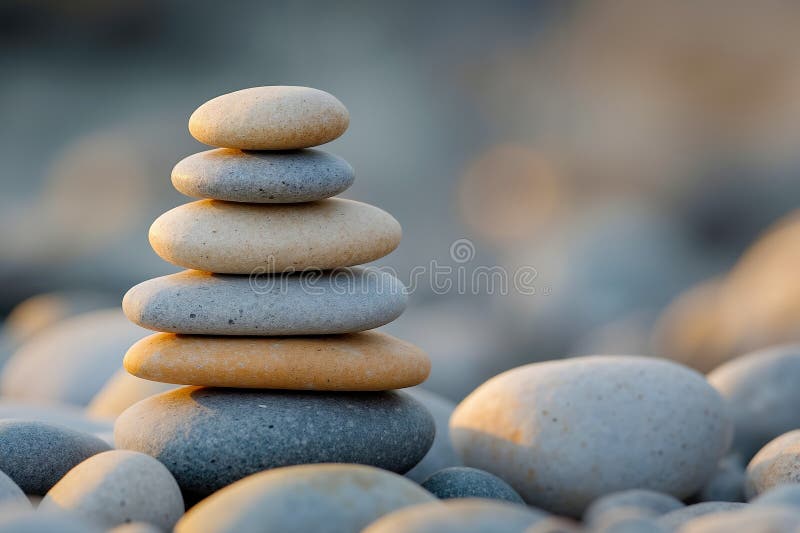 A Stack of Pebbles Sitting on Top of Each Other on a Beach Stock Photo ...