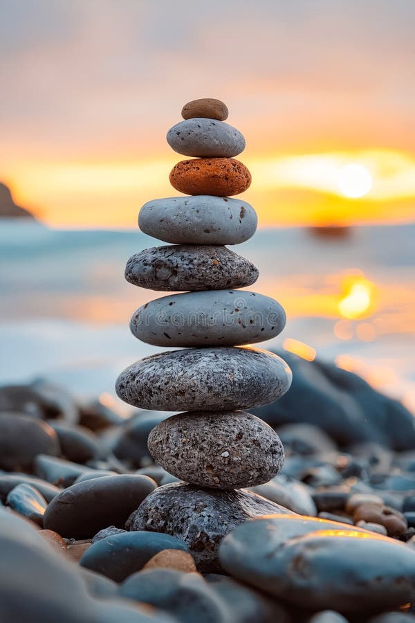 Stack Pebbles Sitting Top Each Other Water Stock Photos - Free ...