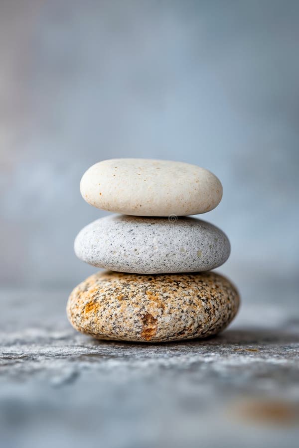 A Stack of Pebbles Sitting on Top of Each Other on a Table Stock Photo ...