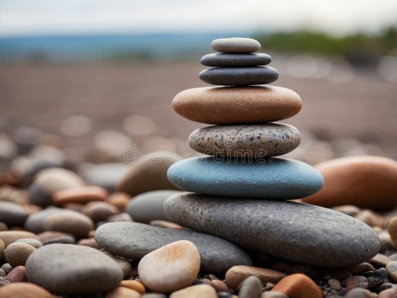 Stack of Pebbles or Stones on Outdoor Background. Stock Photo - Image ...