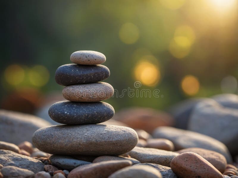 Stack of Pebbles or Stones on Outdoor Background. Stock Photo - Image ...