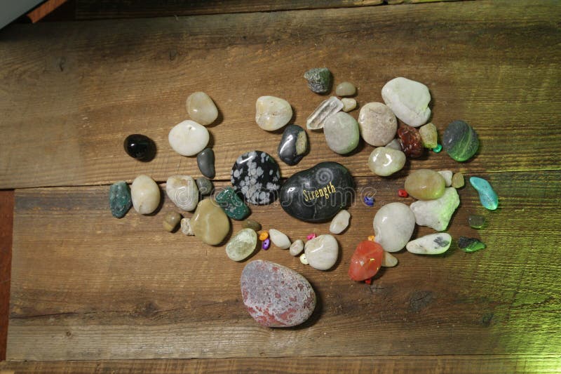 Stack of Pebbles with Strength Written on the Center Stone Stock Photo ...