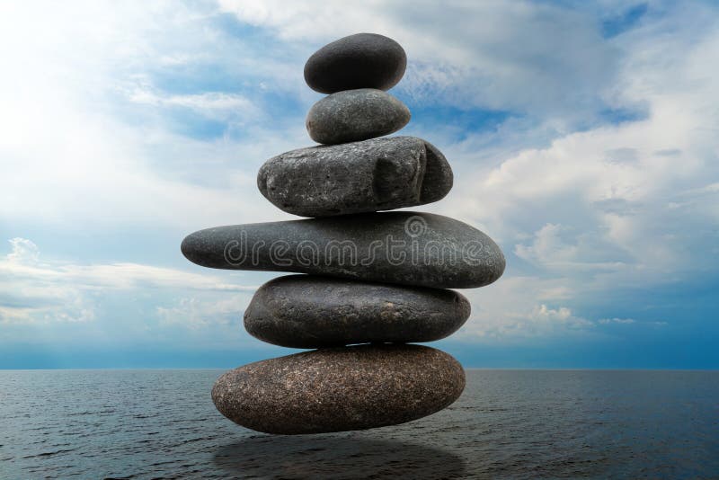Stack of Pebbles in an Unstable State. Stock Photo - Image of relax ...