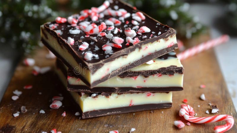 Stack of Peppermint Bark with Candy Cane Stock Illustration ...