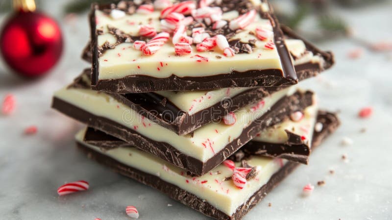 Stack of Peppermint Bark Chocolate Squares Stock Illustration ...