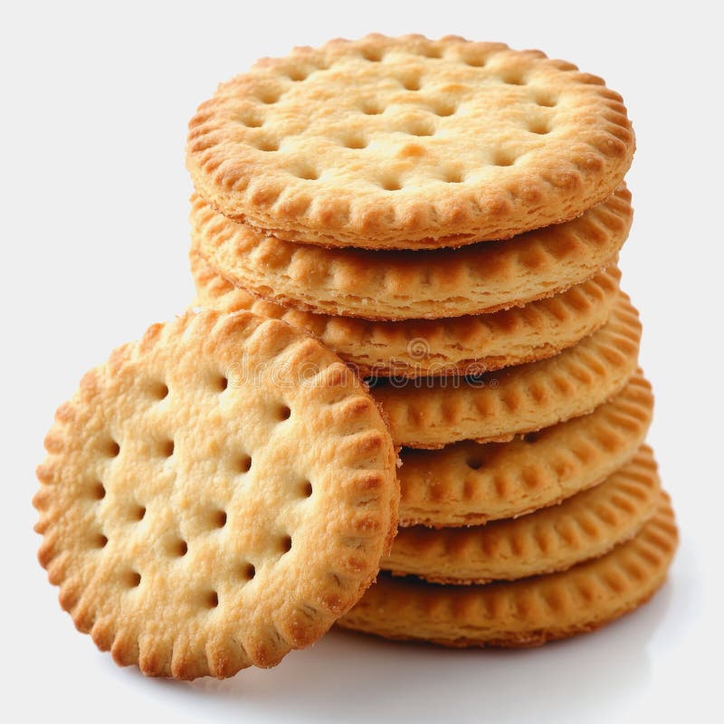Stacked Round Biscuits on a Clean White Background, Perfect for Food ...