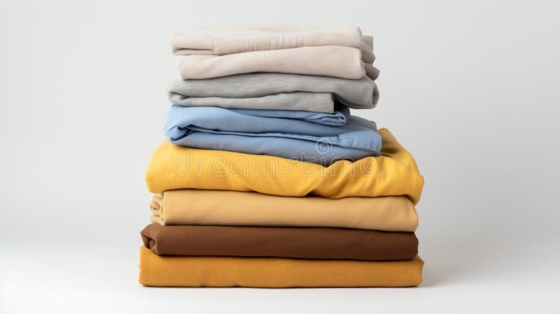 Stack of Perfectly Folded Clothing Items. Pile of Different Cold Color ...