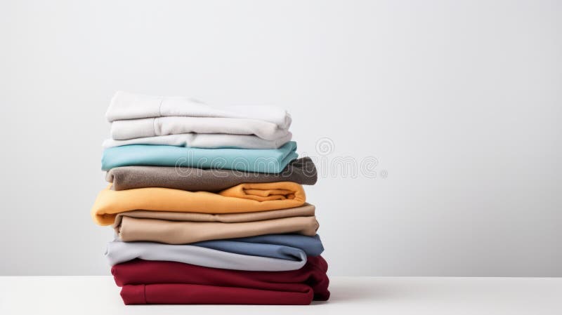 Stack of Perfectly Folded Clothing Items. Pile of Different Cold Color ...