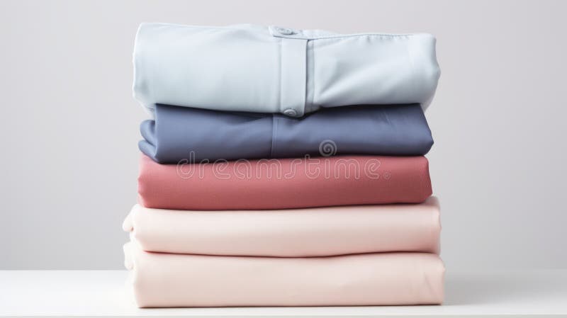 Stack of Perfectly Folded Clothing Items. Pile of Different Cold Color ...