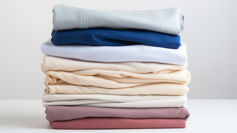 Stack of Perfectly Folded Clothing Items. Pile of Different Cold Color ...