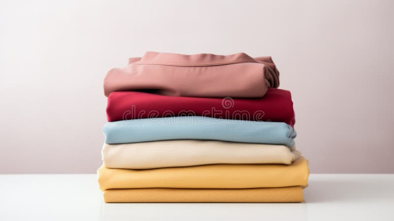 Stack of Perfectly Folded Clothing Items. Pile of Different Cold Color ...