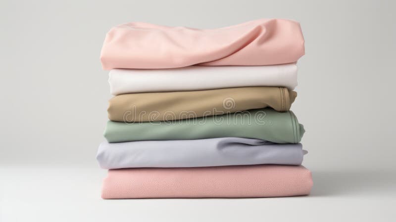 Stack of Perfectly Folded Clothing Items. Pile of Different Cold Color ...