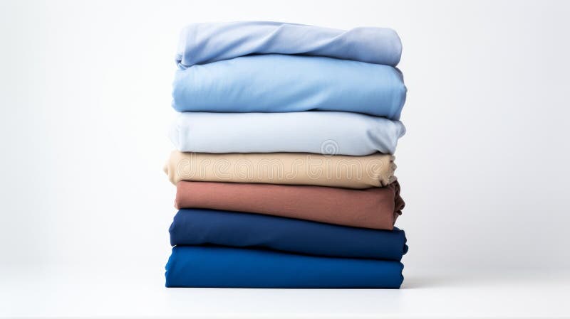 Stack of Perfectly Folded Clothing Items. Pile of Different Cold Color ...