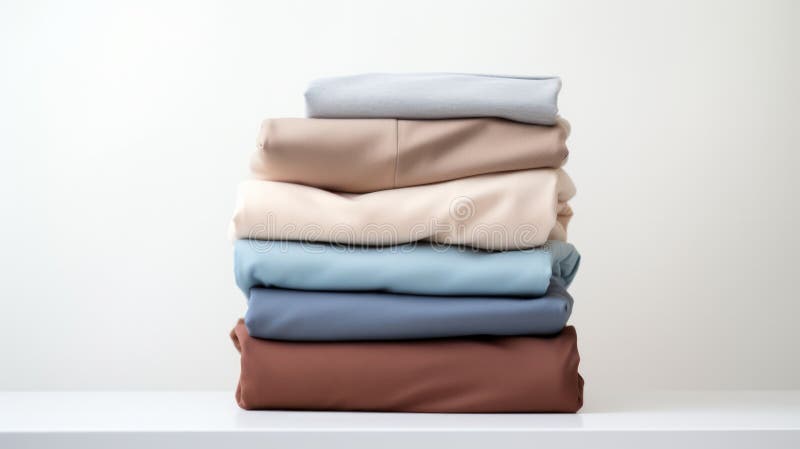 Stack of Perfectly Folded Clothing Items. Pile of Different Cold Color ...