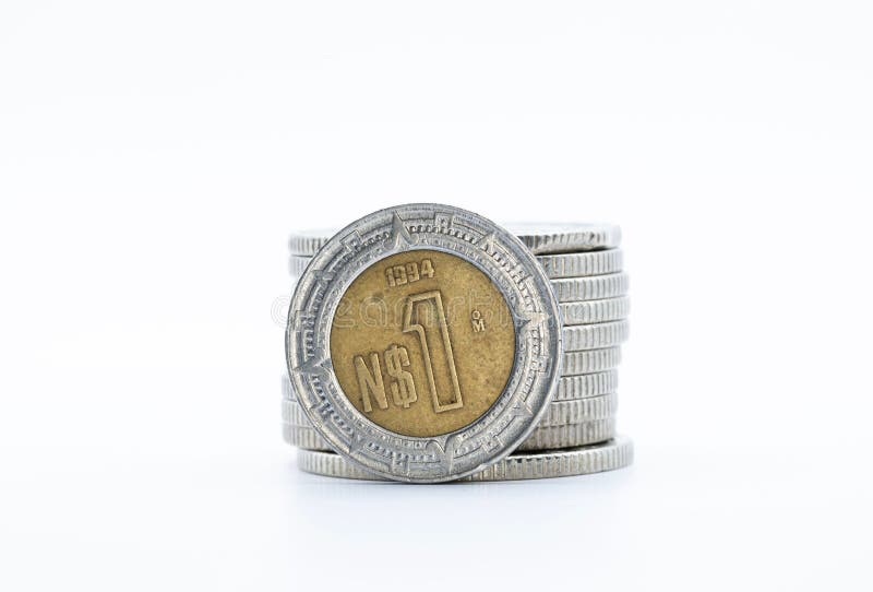 Stack of 1994 1 Peso Coins stock image. Image of money - 363379997